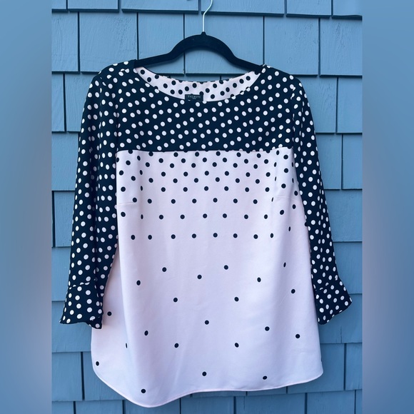 Talbots | Tops | Talbots Pink And Black Polka Dot Blouse | Poshmark
